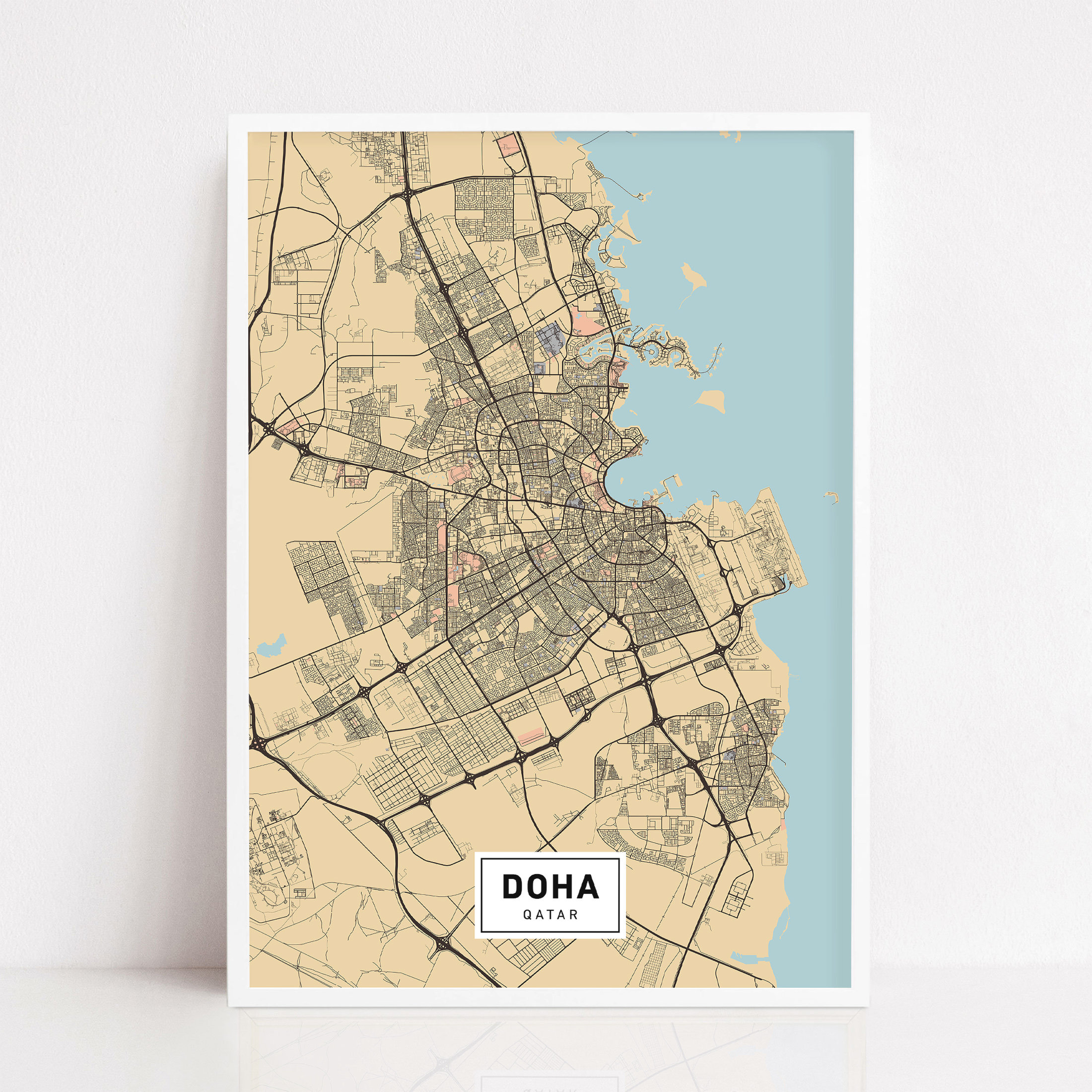 Doha Map Art Doha Qatar Map Doha Print Doha Poster Wall - Etsy