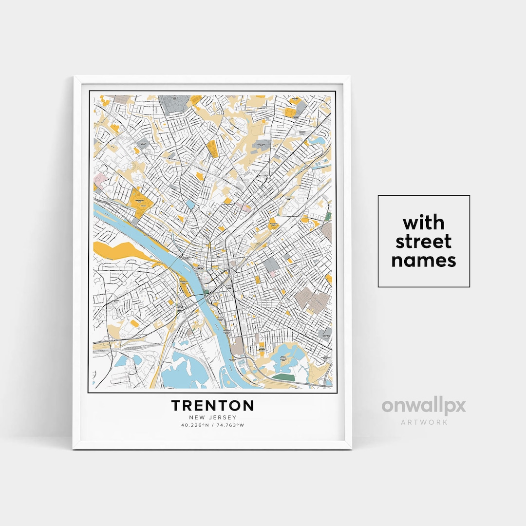 Trenton Map Print, Street Names Trenton Print, Printable Map of Trenton ...