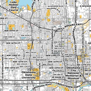 Oklahoma City Map Print, Street Names Oklahoma City Print, Map of ...