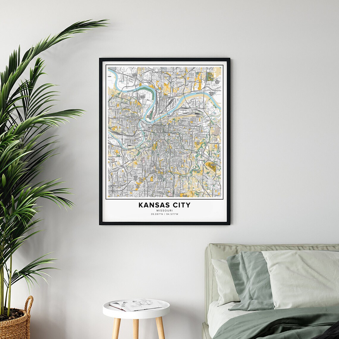 Kansas City Map Print, Street Names Kansas City Print, Map of Kansas ...