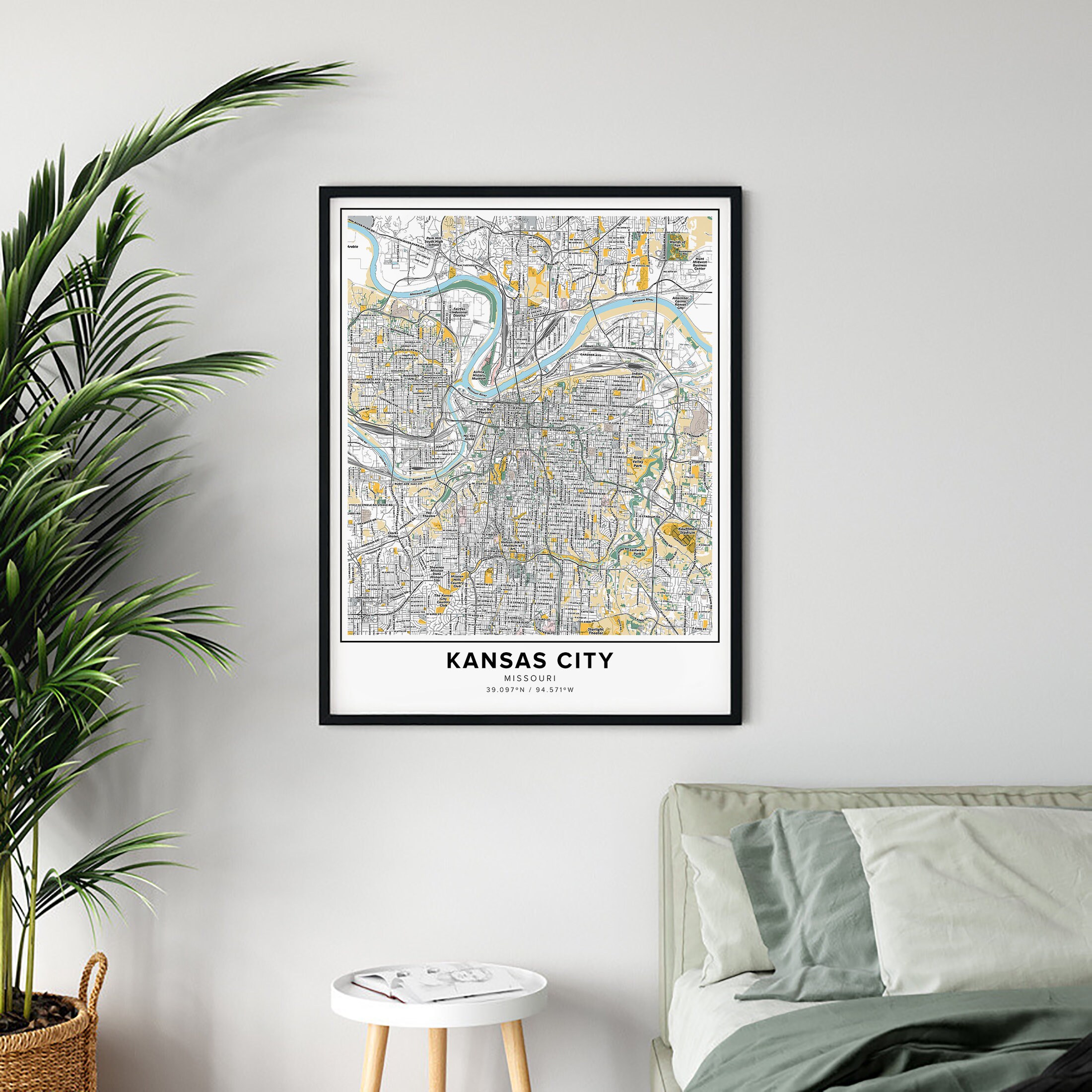 Kansas City Map Print, Street Names Kansas City Print, Map of Kansas ...