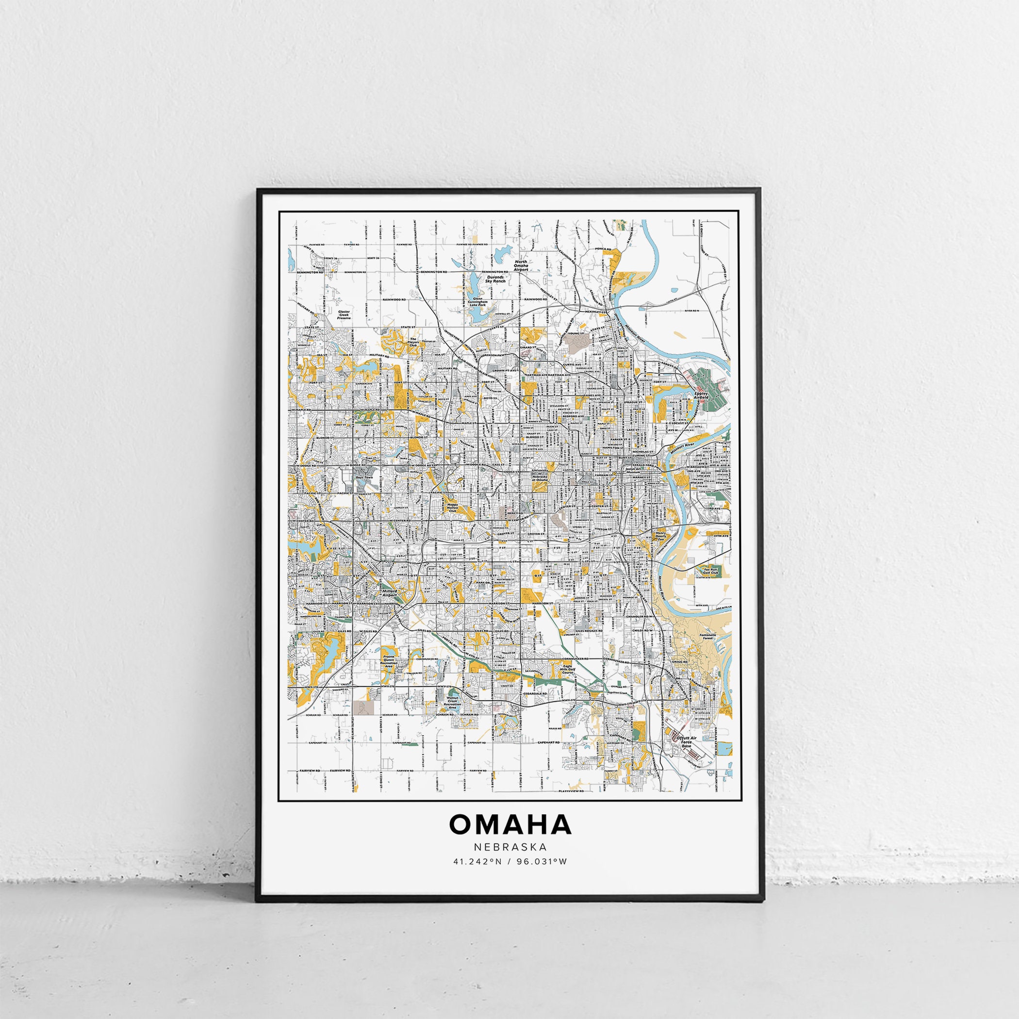 Omaha Map Print, Street Names Omaha Print, Printable Map of Omaha, City ...
