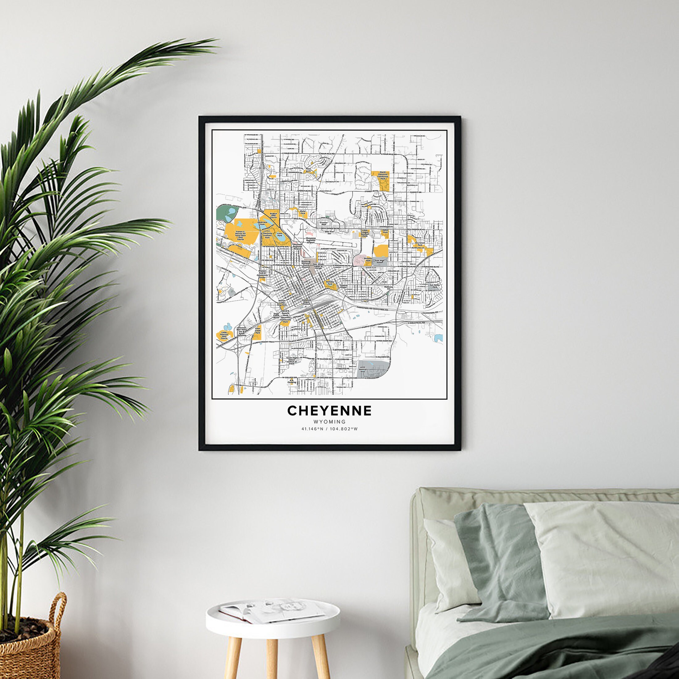 Cheyenne Map Print, Street Names Cheyenne Print, Printable Map of ...