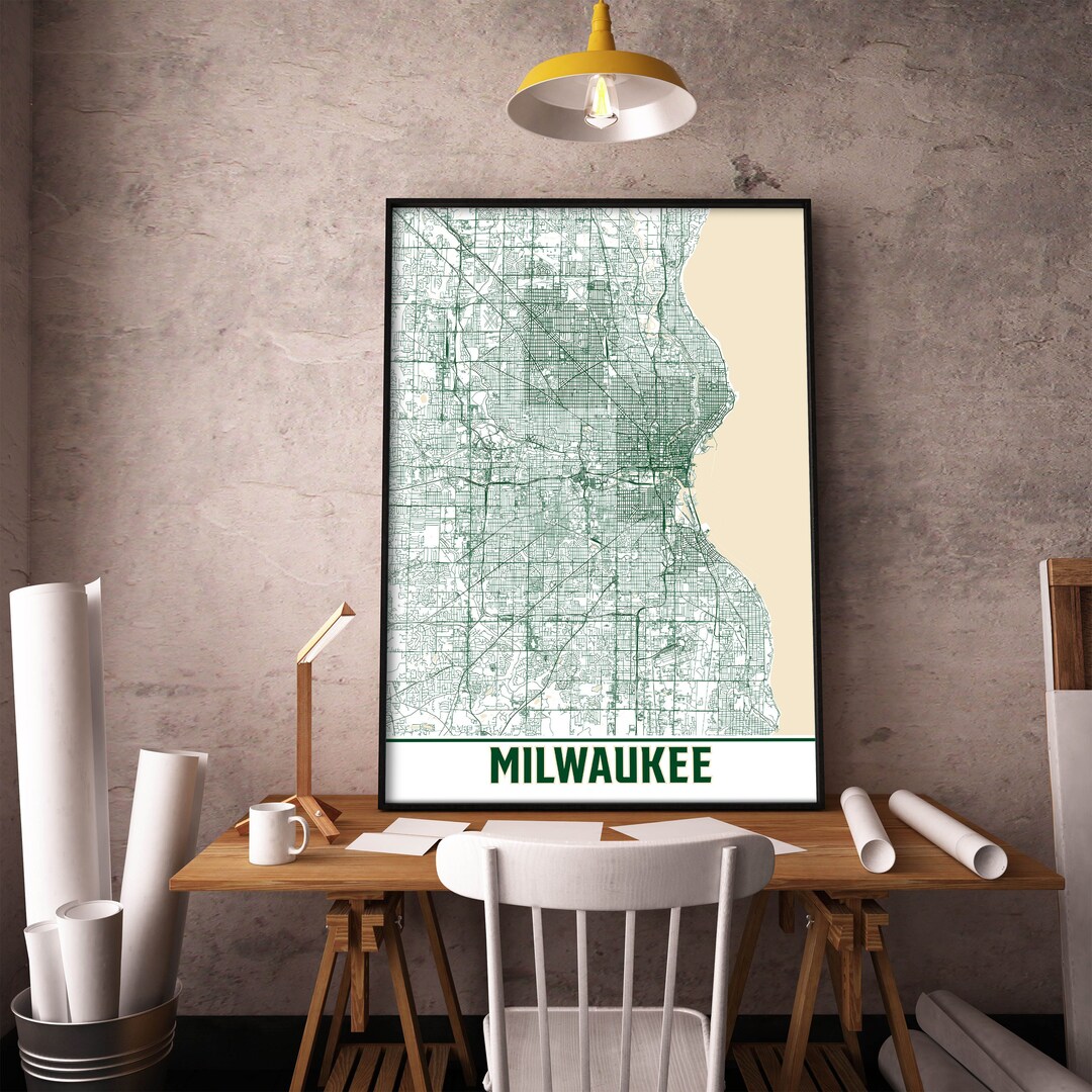 Milwaukee Map Print, Milwaukee Wisconsin Map Wall Art, Milwaukee Decor ...