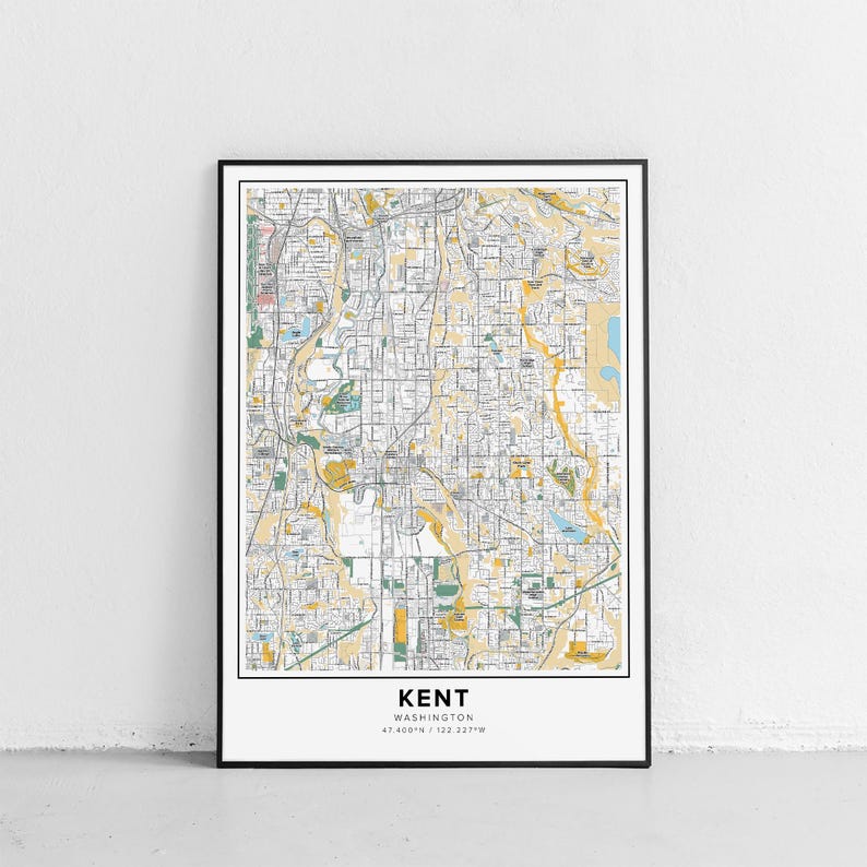 Kent Map Print, Street Names Kent Print, Printable Map of Kent, City ...