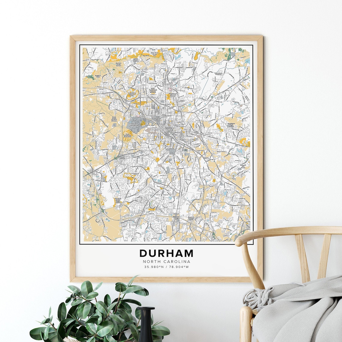Durham Map Print, Street Names Durham Print, Printable Map of Durham ...