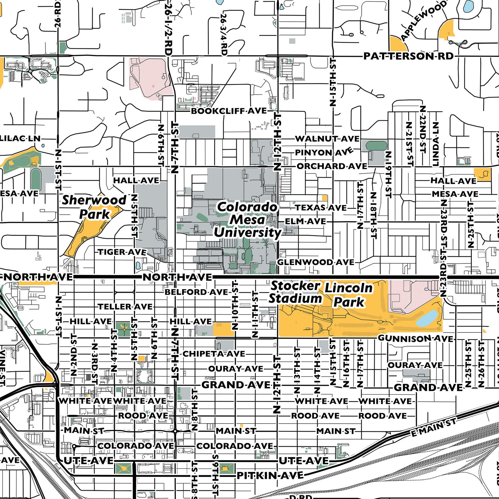 Grand Junction Map Print, Street Names Grand Junction Print, Map of ...