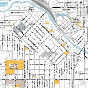 Pueblo Map Print, Street Names Pueblo Print, Printable Map of Pueblo ...