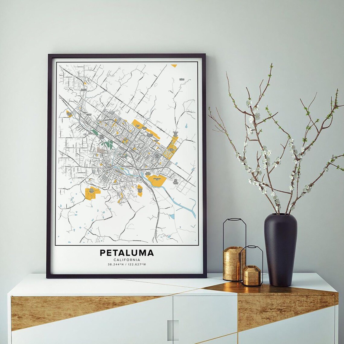Petaluma Map Print, Street Names Petaluma Print, Printable Map of ...