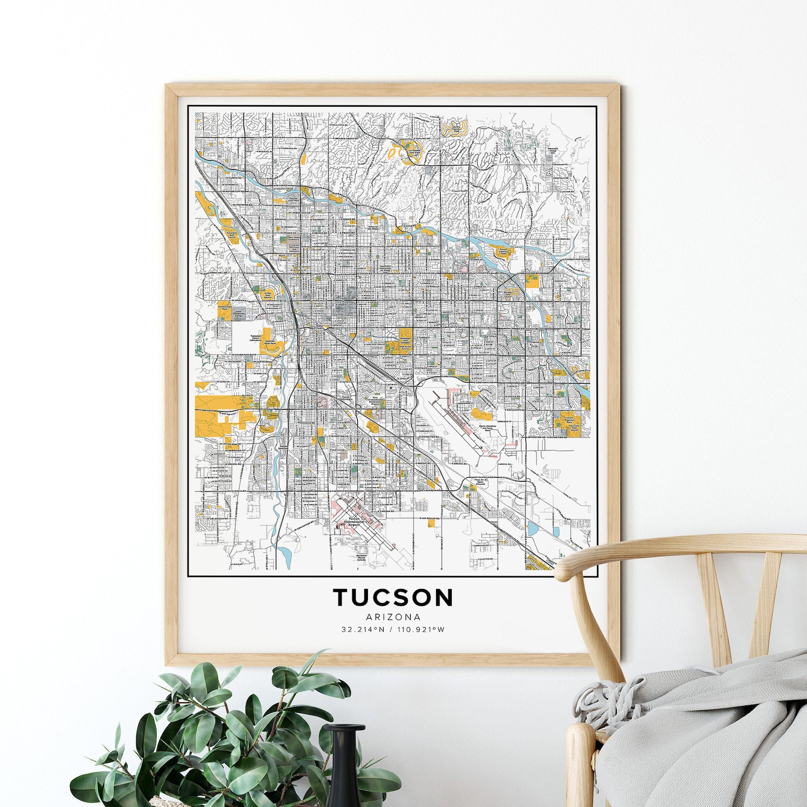 Tucson Map Print Street Names Tucson Print Printable Map of - Etsy
