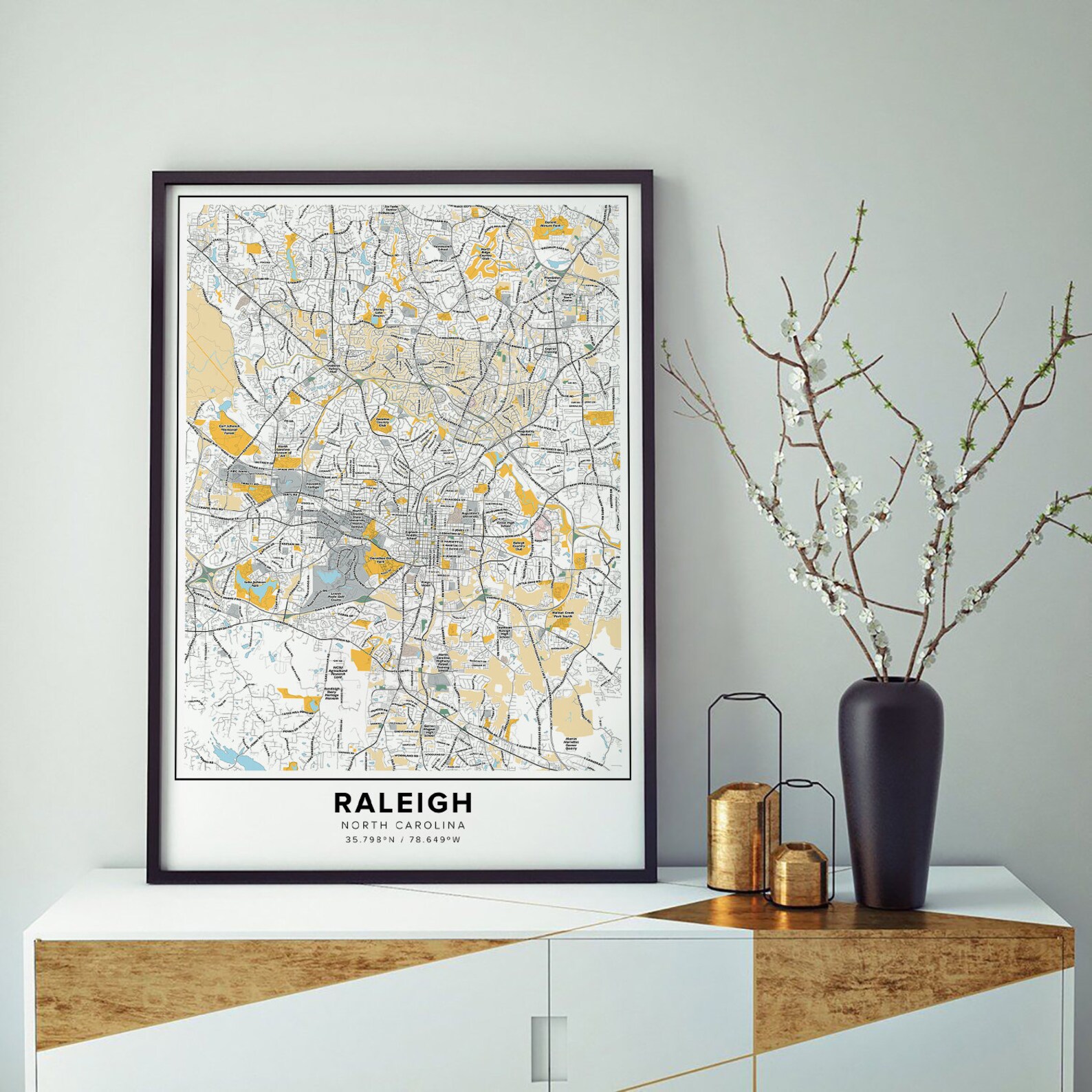 Raleigh Map Print, Street Names Raleigh Print, Printable Map of Raleigh ...