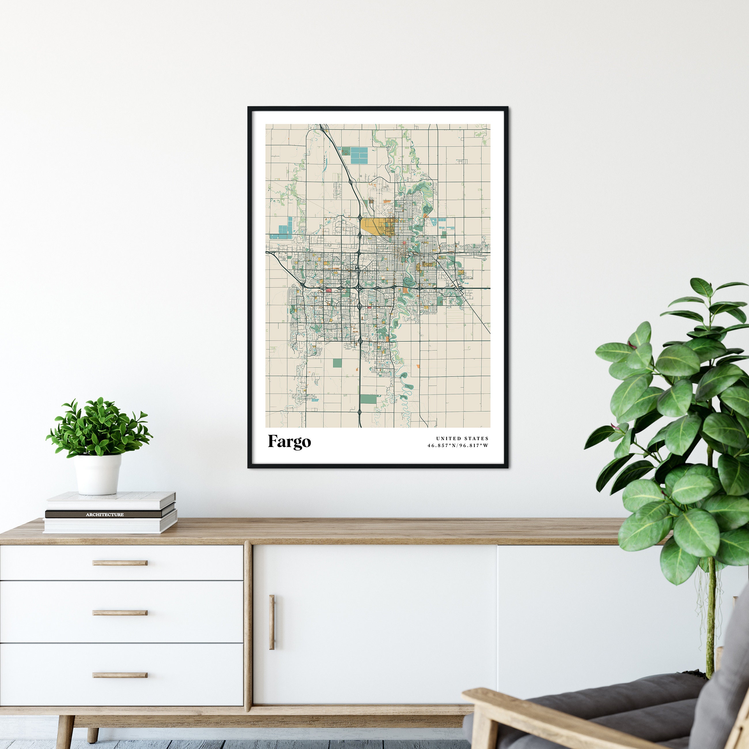 Fargo Map Print Poster Retro Fargo Map Decor Vintage Fargo - Etsy