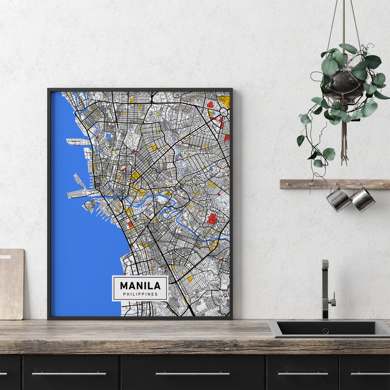 Manila Map Manila Philippines Map Manila Print Manila - Etsy