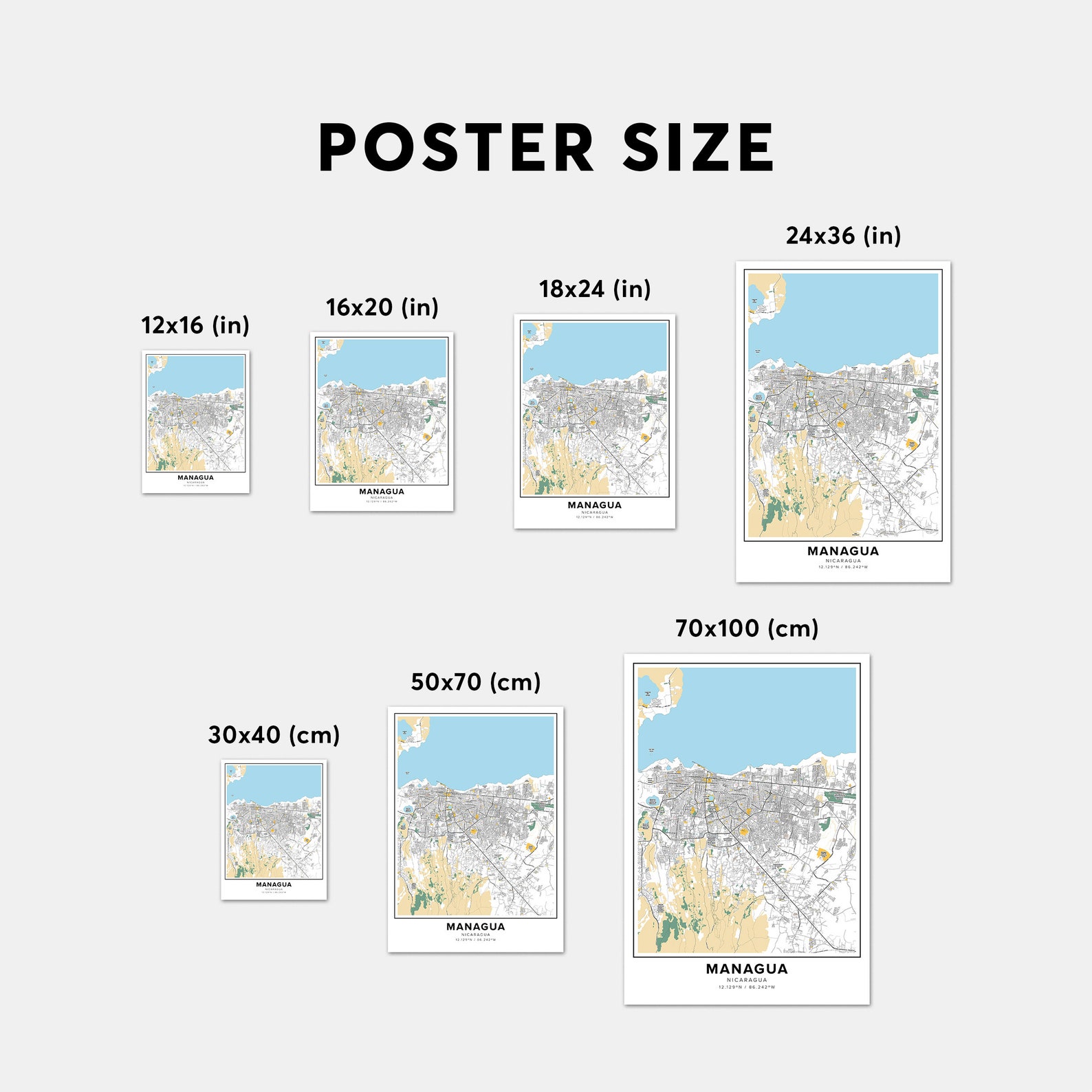Managua Map Print, Street Names Managua Print, Printable Map of Managua ...