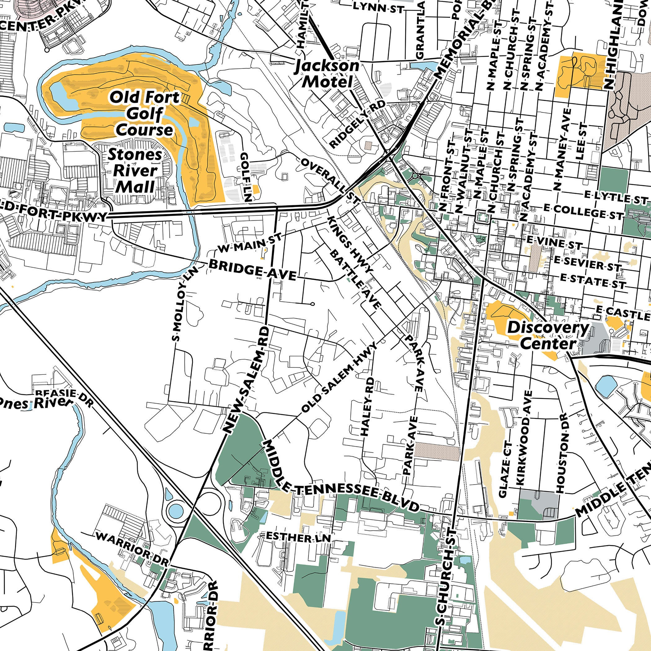 Murfreesboro Map Print Street Names Murfreesboro Print Map - Etsy