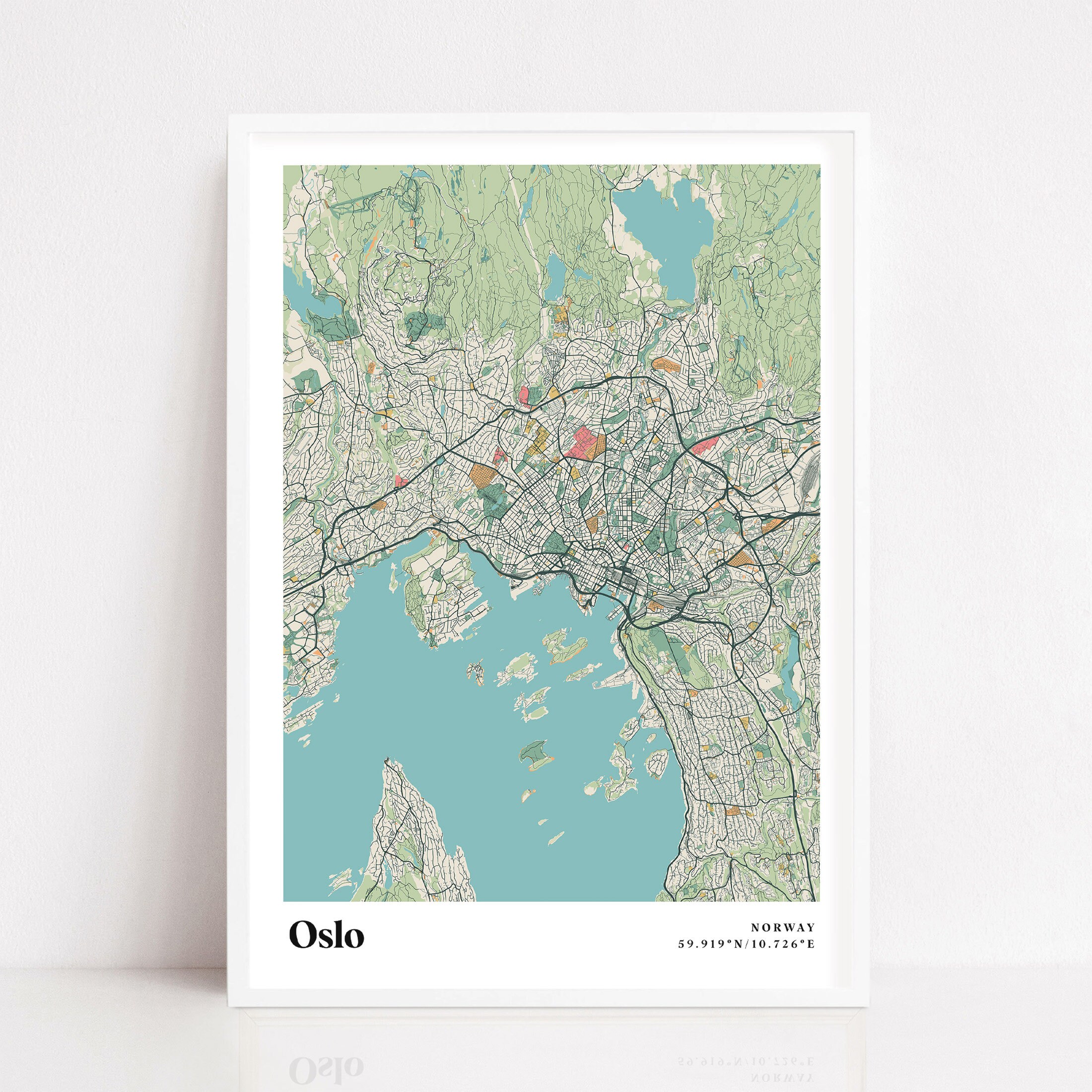 Oslo Print Map Retro Oslo Map Poster Vintage Oslo Streets - Etsy