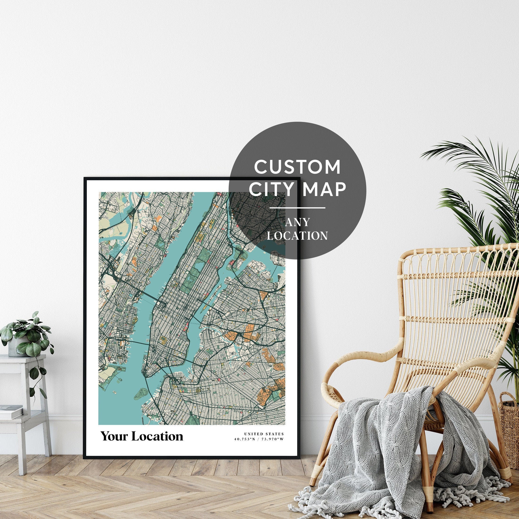 Custom Retro Map Print Personalized Map Retro Custom City - Etsy