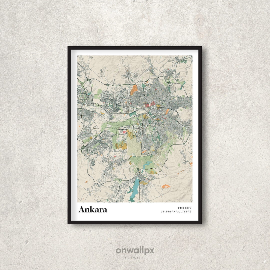 Ankara Map Poster Print, Retro Ankara Map Decor, Vintage Ankara Gift ...