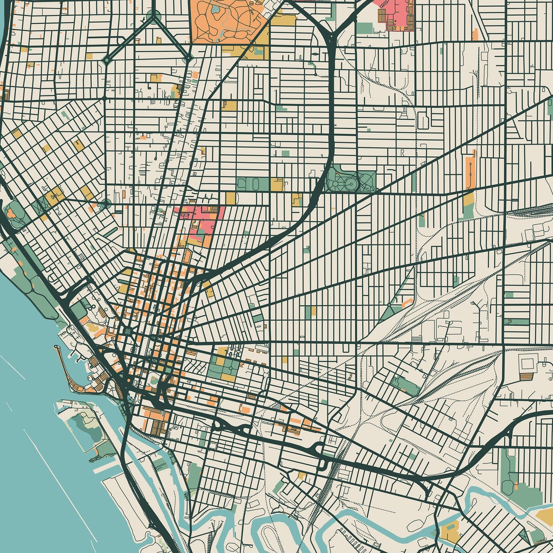 Buffalo Map Print Poster Retro Buffalo Map Decor Vintage - Etsy