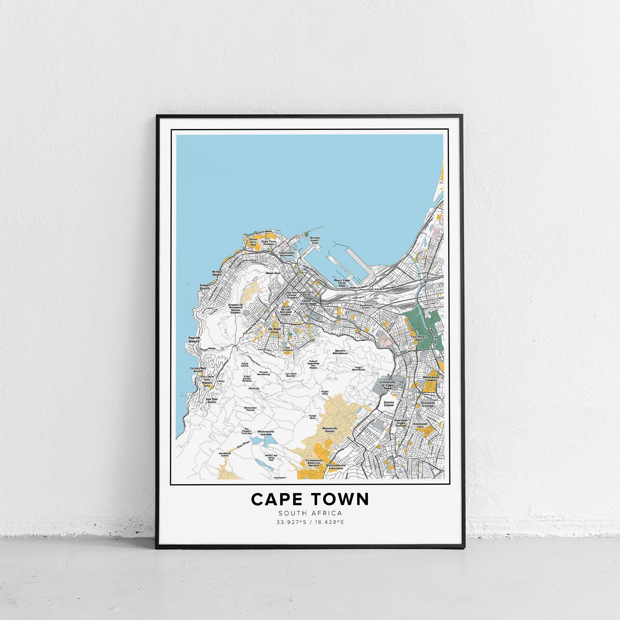 Cape Town Map Print Street Names Cape Town Print Map of Cape - Etsy