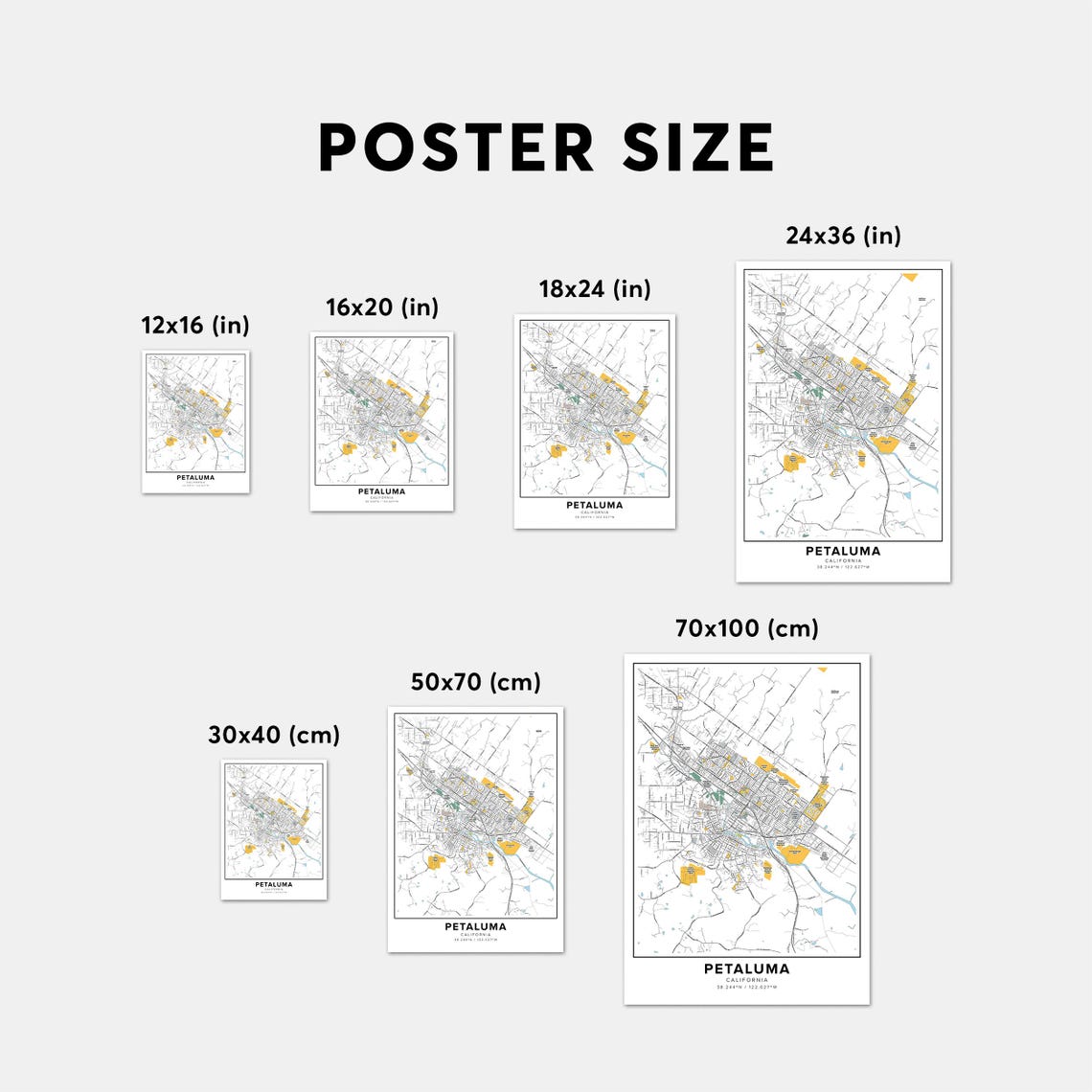 Petaluma Map Print, Street Names Petaluma Print, Printable Map of ...