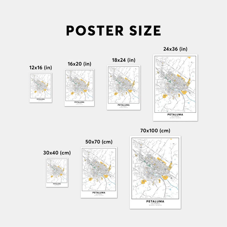 Petaluma Map Print, Street Names Petaluma Print, Printable Map of ...