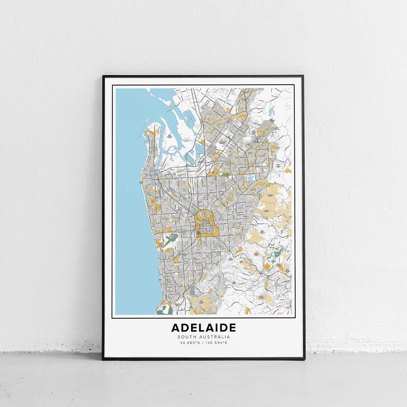 Adelaide Map Print Street Names Adelaide Print Printable Map - Etsy