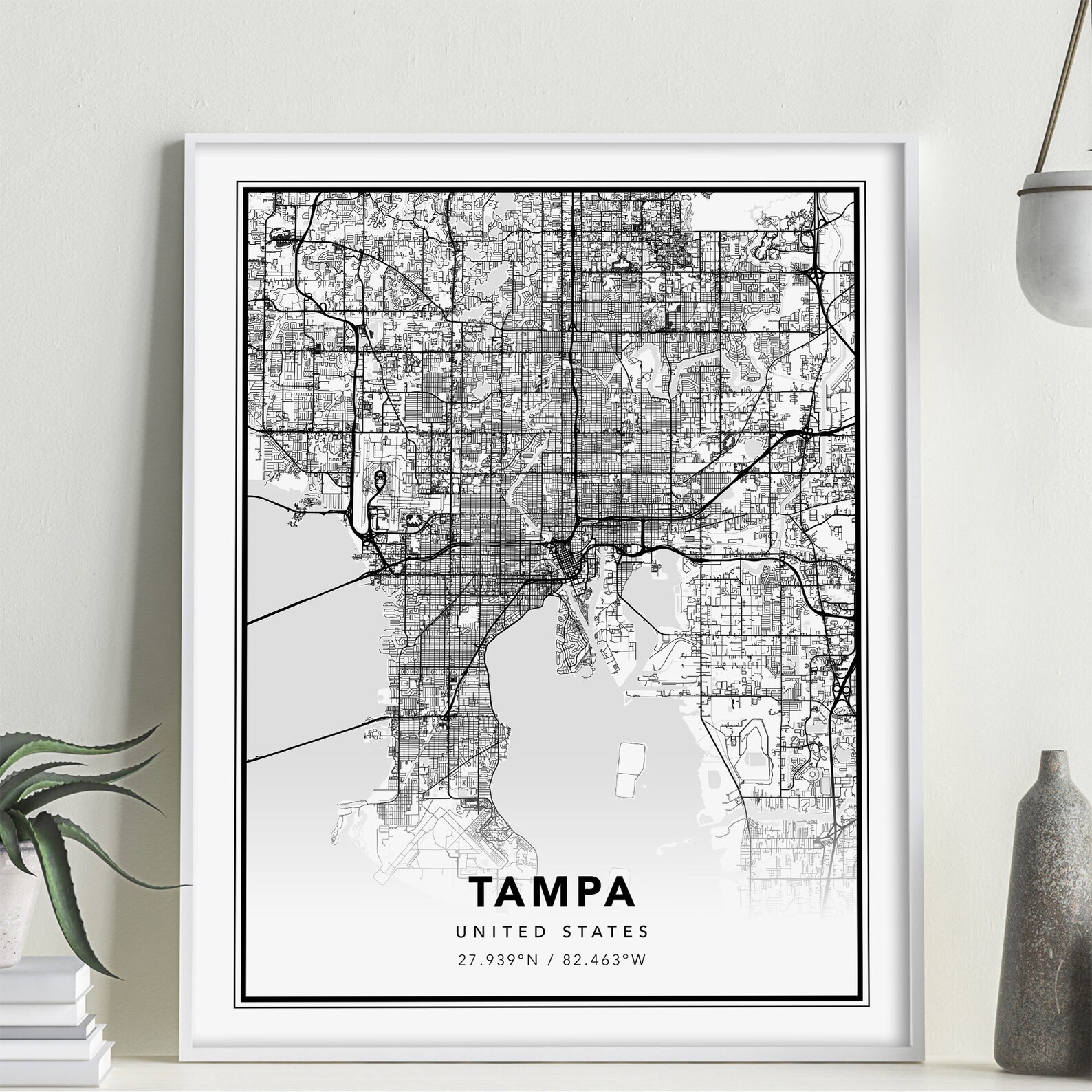 Tampa Map Print Tampa Poster Tampa Wall Art Tampa City Map - Etsy