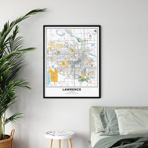 Lawrence Map Print, Street Names Lawrence Print, Printable Map of ...