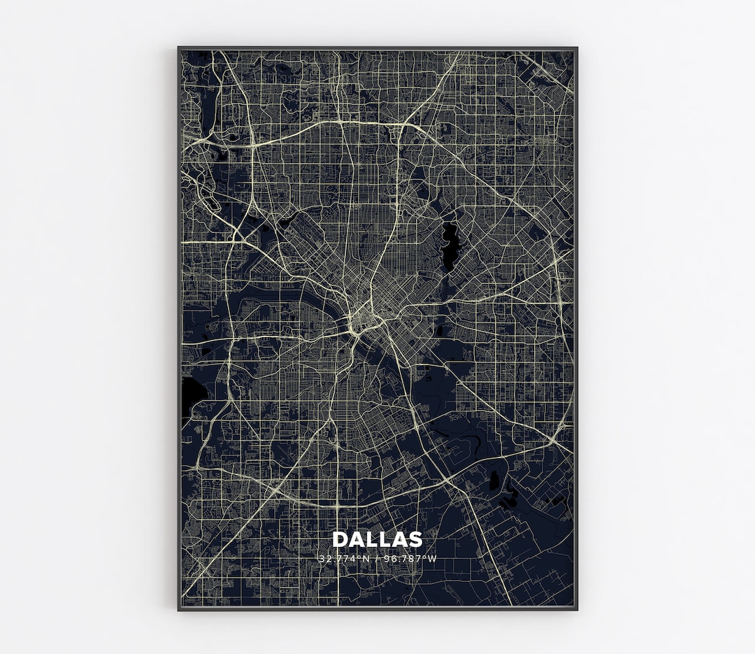 Dallas, Texas, Dallas Map, Dallas Poster, Dallas Print, Dallas Wall Art ...