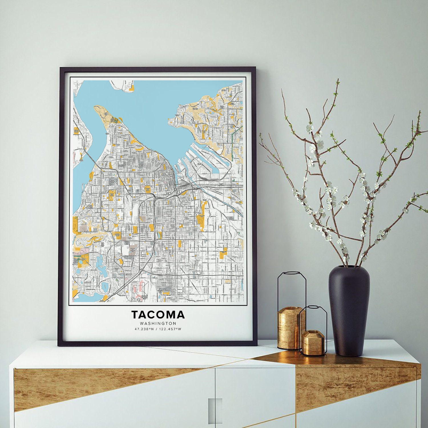 Tacoma Map Print, Street Names Tacoma Print, Printable Map of Tacoma ...