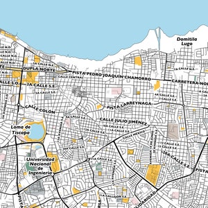 Managua Map Print, Street Names Managua Print, Printable Map of Managua ...