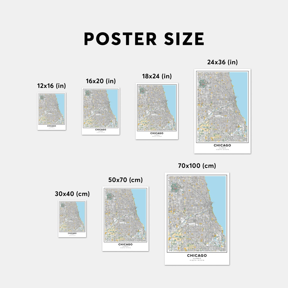 Chicago Map Print, Street Names Chicago Print, Printable Map of Chicago ...