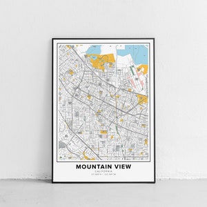Mountain View Map Print, Street Names Mountain View, Map of Mountain ...