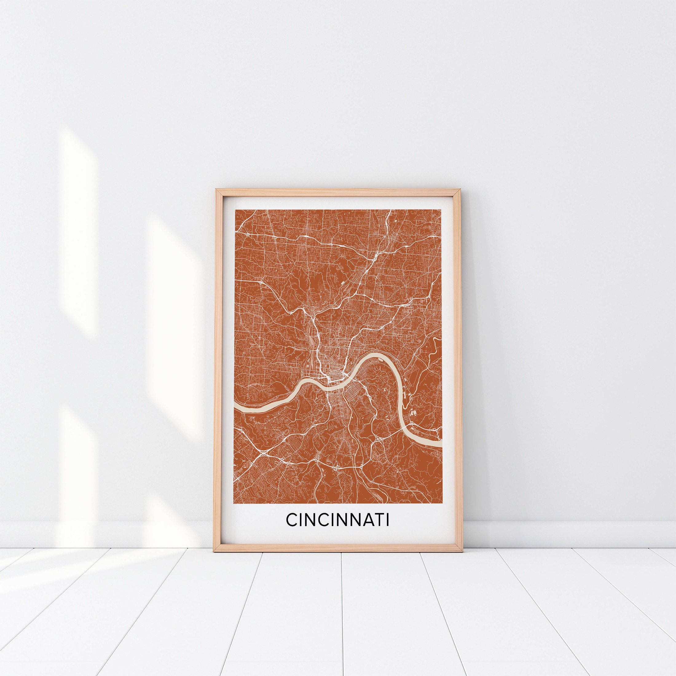 Cincinnati Map Art Print Cincinnati Rust Color Map Poster - Etsy