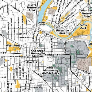 Ann Arbor Map Print, Street Names Ann Arbor Print, Printable Map of Ann ...