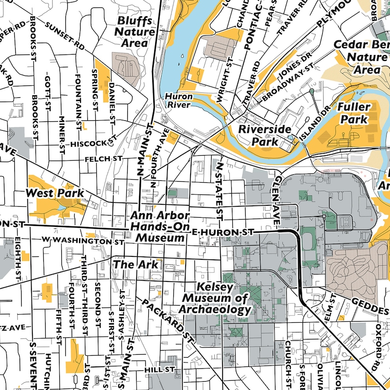 Ann Arbor Map Print Street Names Ann Arbor Print Printable - Etsy