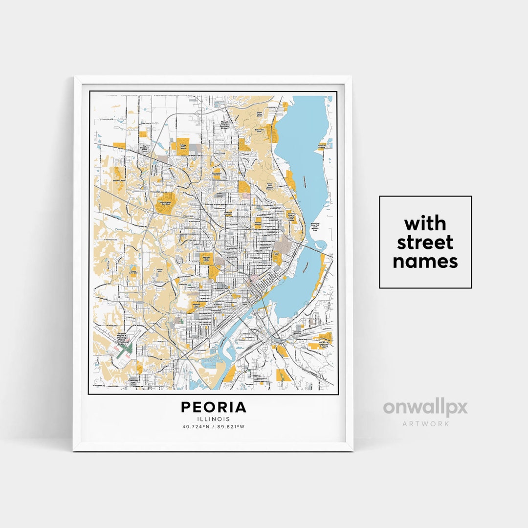 Peoria Map Print, Street Names Peoria Print, Printable Map of Peoria ...