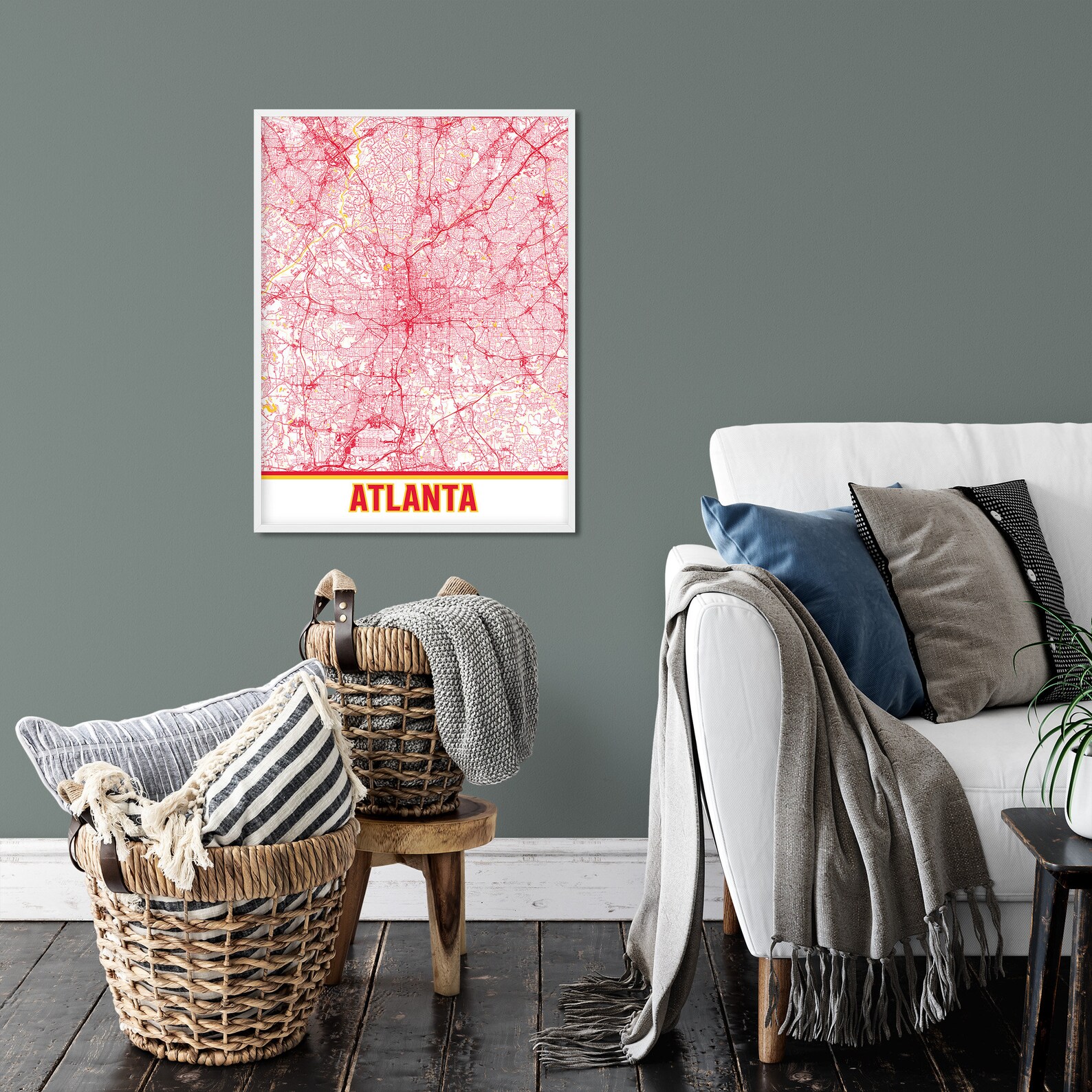 Atlanta Map Print, Atlanta Georgia Map Wall Art, Atlanta Decor Print ...