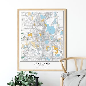 Lakeland Map Print, Street Names Lakeland Print, Printable Map of ...
