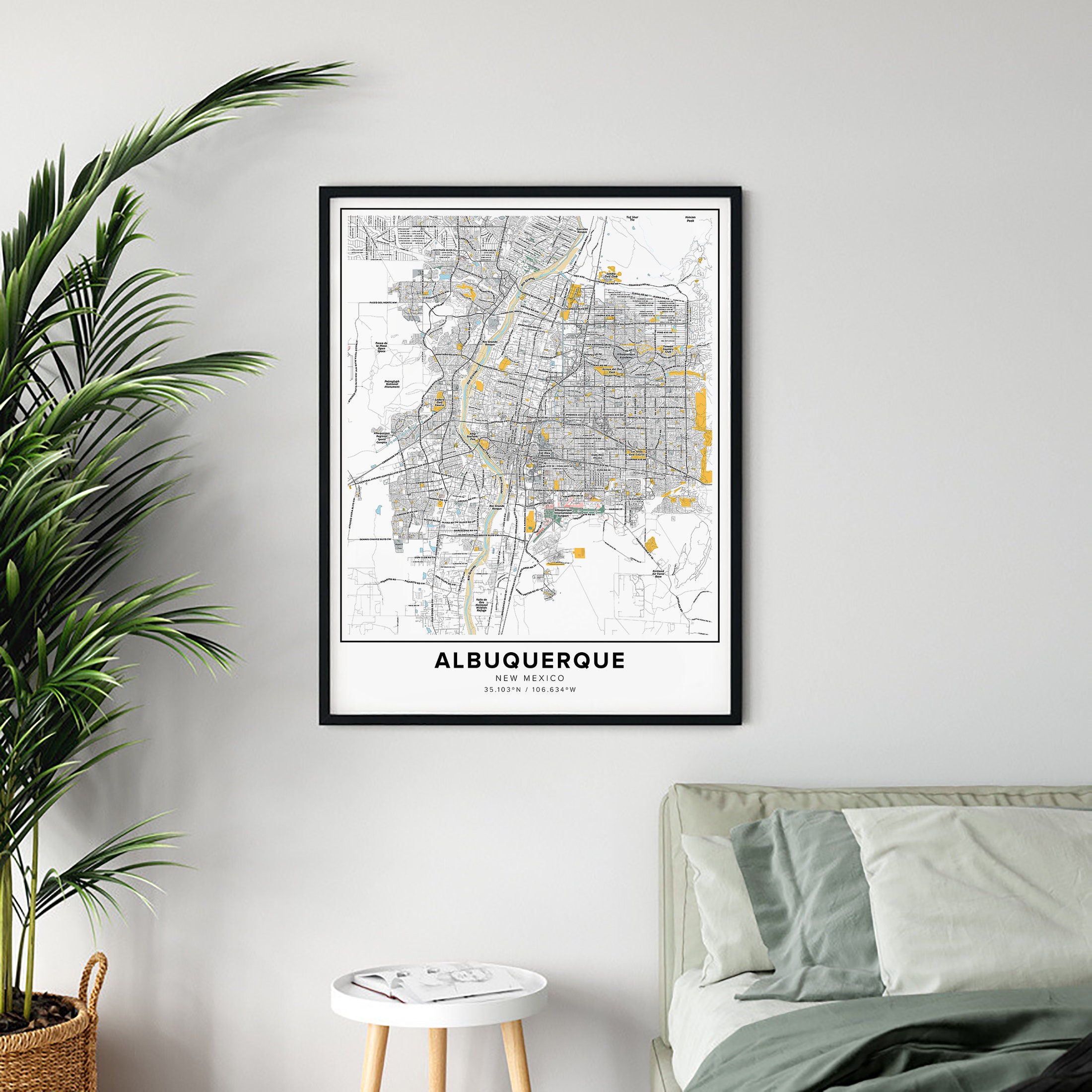 Albuquerque Map Print, Street Names Albuquerque Print, Map of ...