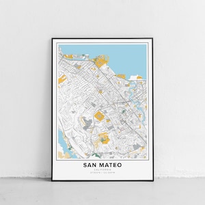 San Mateo Map Print, Street Names San Mateo Print, Printable Map of San ...