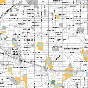 Lubbock Map Print, Street Names Lubbock Print, Printable Map of Lubbock ...