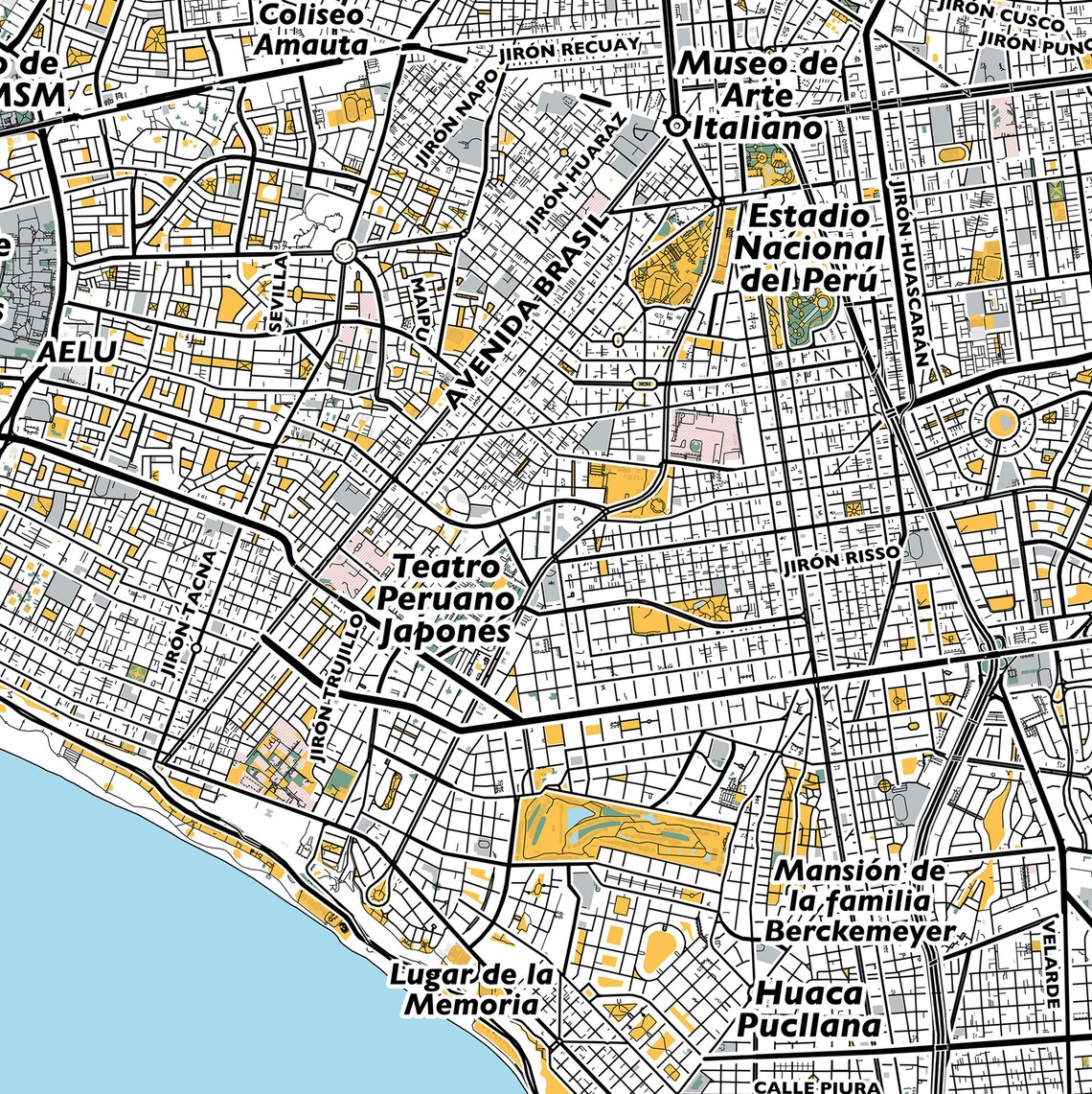 Lima Map Print, Street Names Lima Print, Printable Map of Lima, City ...
