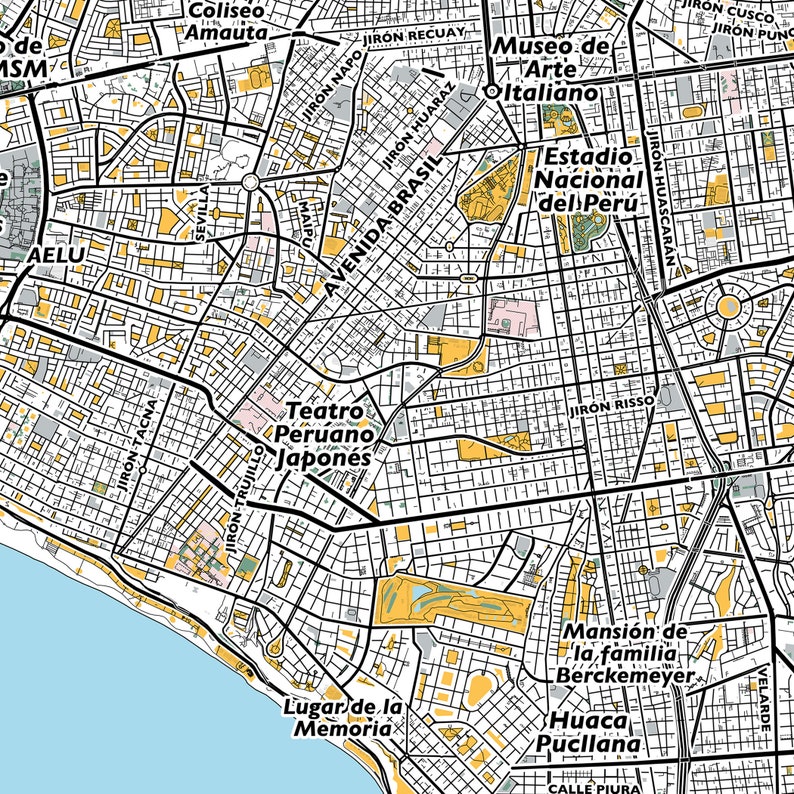 Lima Map Print, Street Names Lima Print, Printable Map of Lima, City ...