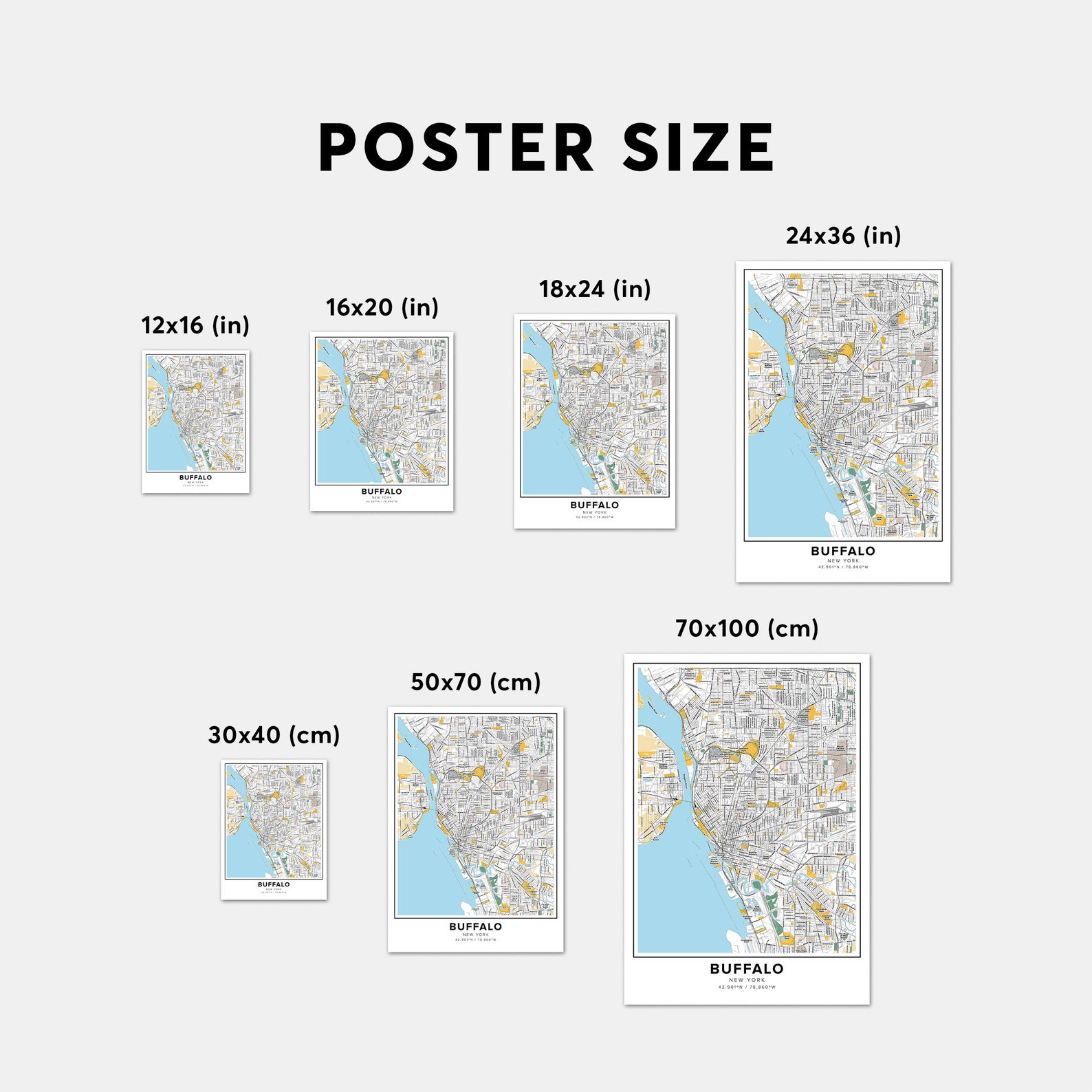 Buffalo Map Print, Street Names Buffalo Print, Printable Map of Buffalo ...