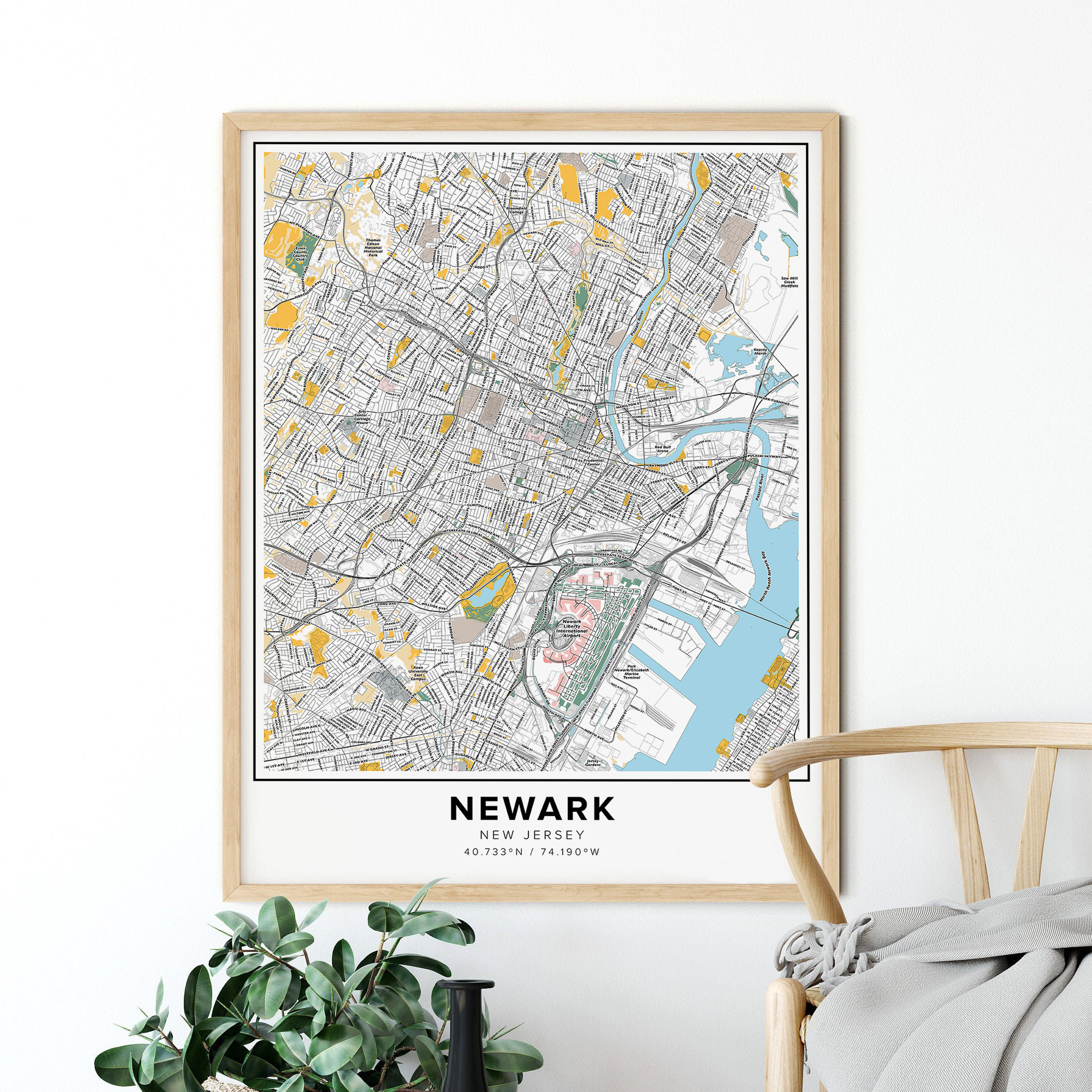 Newark Map Print, Street Names Newark Print, Printable Map of Newark ...