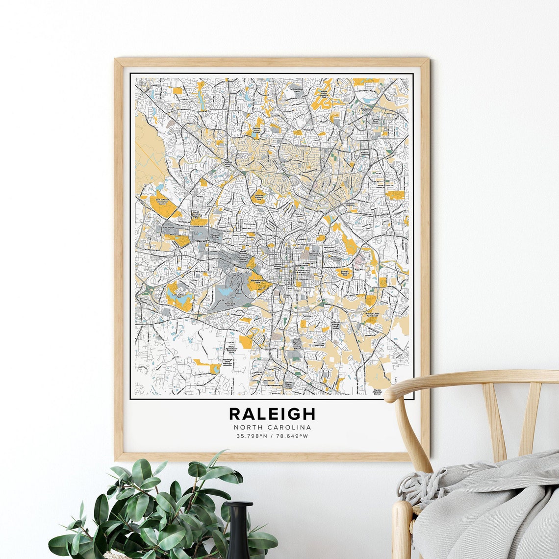 Raleigh Map Print Street Names Raleigh Print Printable Map - Etsy