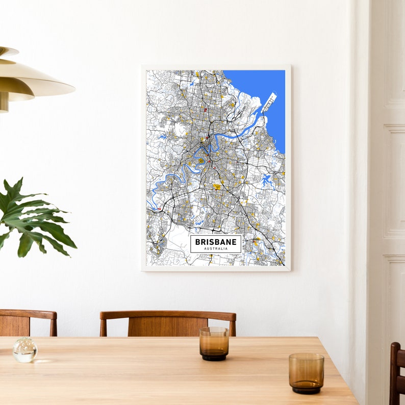 Brisbane Map Brisbane Australia Map Brisbane Print Brisbane - Etsy