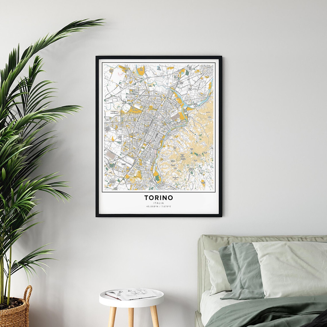 Turin Map Print, Street Names Turin Print, Printable Map of Turin, City ...